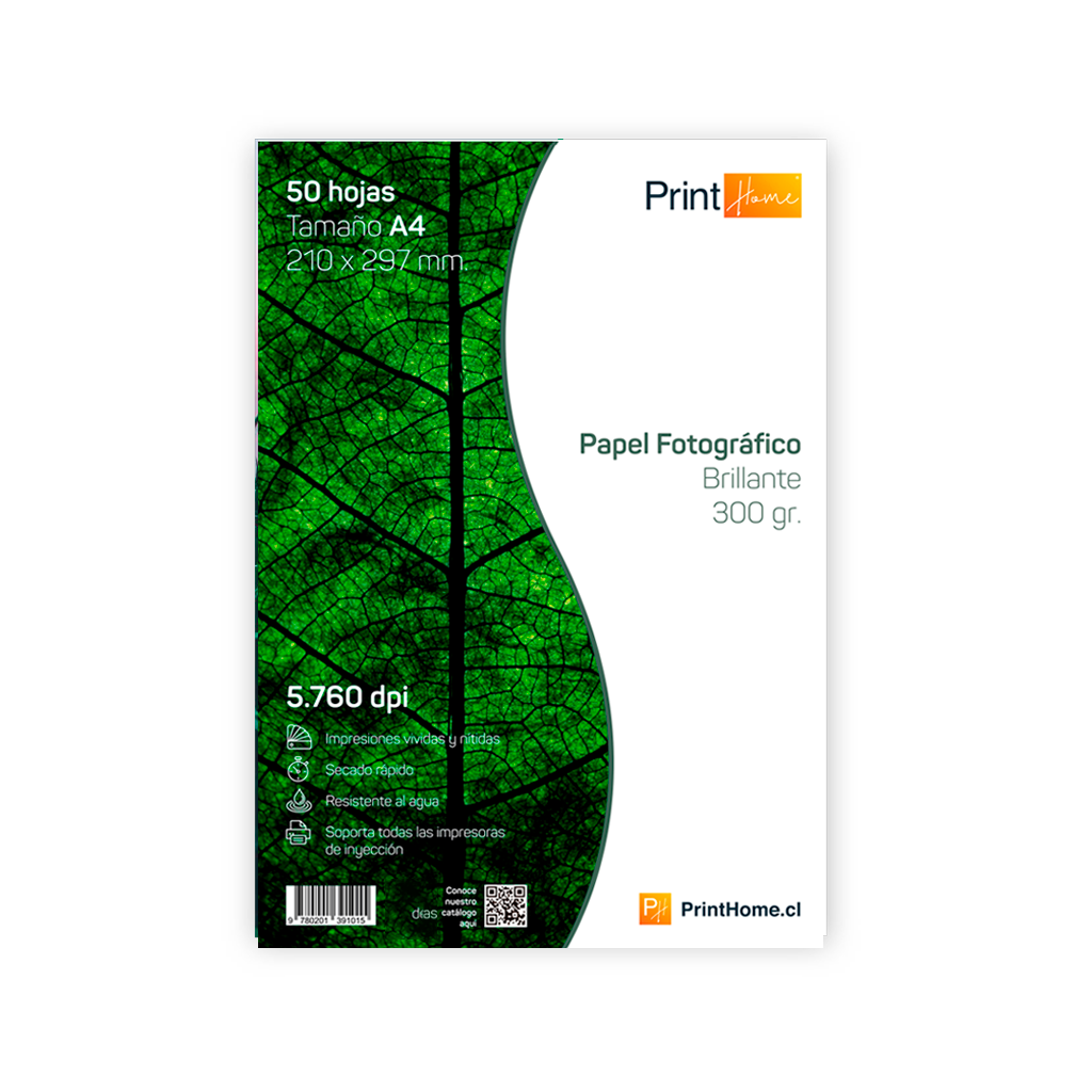 300 GR GLOSSY A4 X 50 HOJAS PrintHome cl